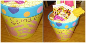 Fingerprint and Handprint Painted Flower Pot - Joy in the Works