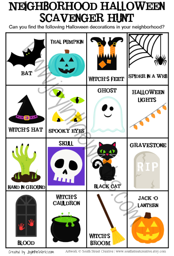 Halloween Decoration Neighborhood Scavenger Hunt - Joy in the Works