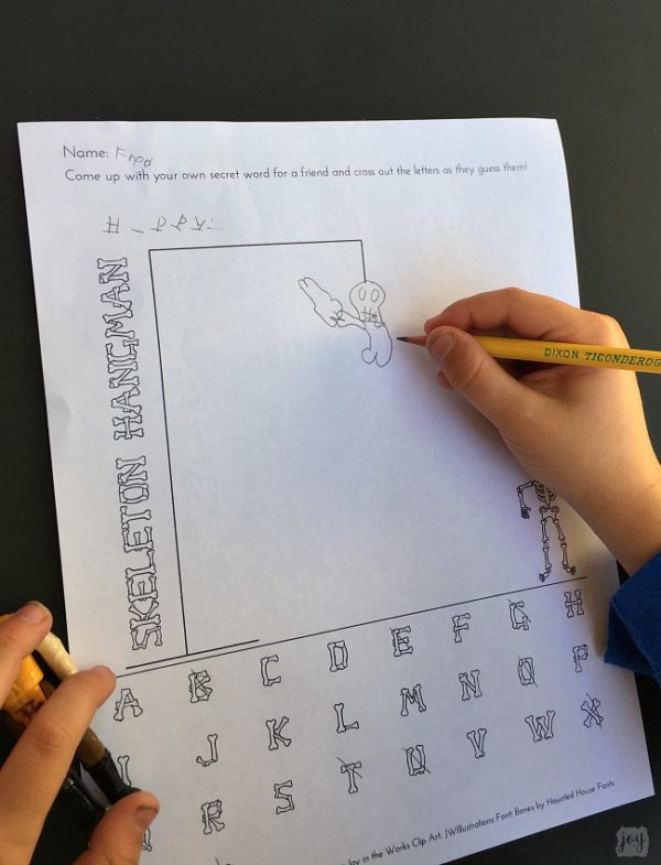 Skeleton Hangman: A Printable Halloween Party Game - Joy in the Works