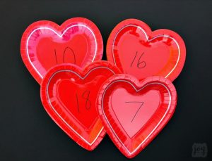 Valentine Themed Math Games Using Heart Paper Plates - Joy in the Works