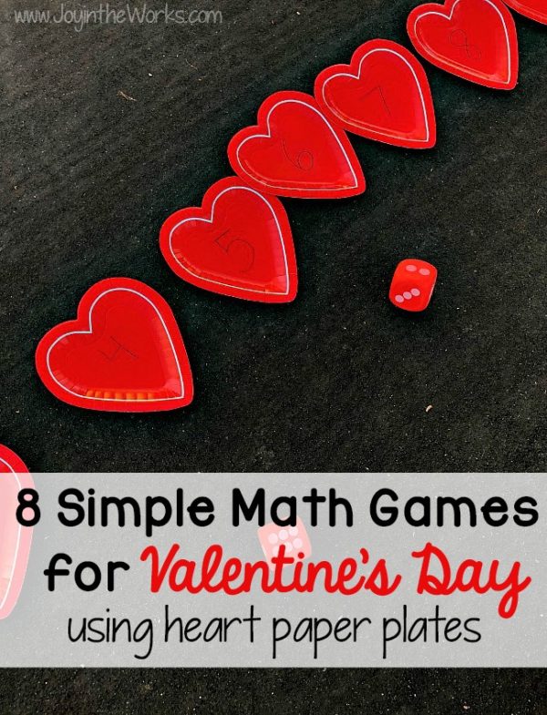 Valentine Themed Math Games Using Heart Paper Plates - Joy in the Works