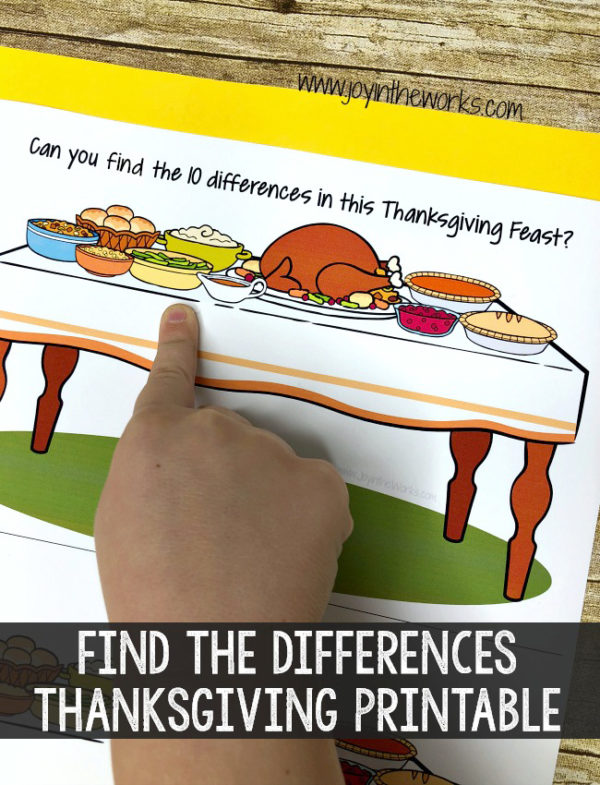 Find the Differences Thanksgiving Printable Game - Joy in the Works