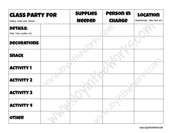 Upper Elementary Class Halloween Party with Printable Planner - Joy in ...